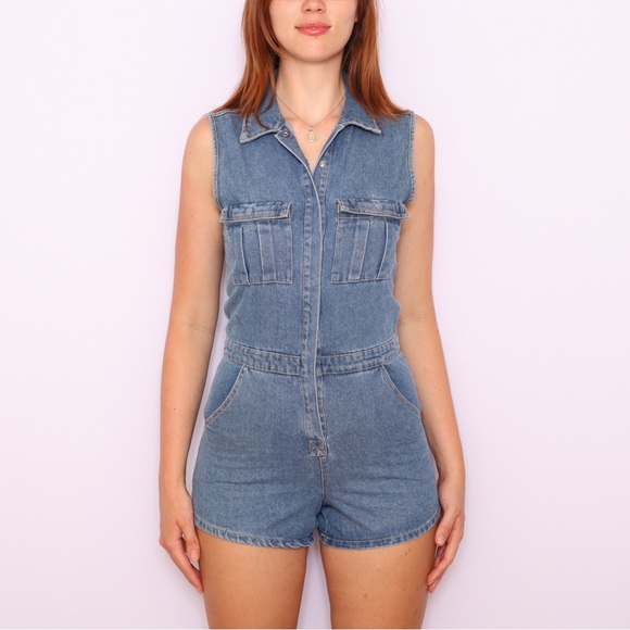 Pants & Jumpsuits | Vintage Denim Romper | Poshmark